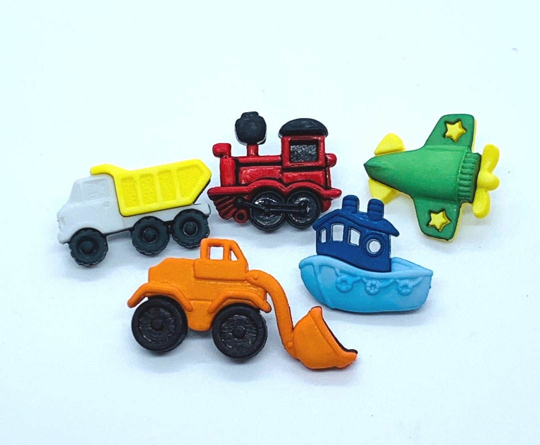 Transportation Buttons, Dump Truck Button, Airplane Button, Train ...
