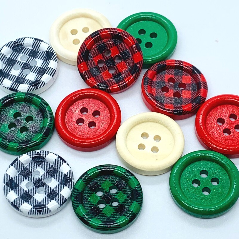 Plaid Buttons - Etsy