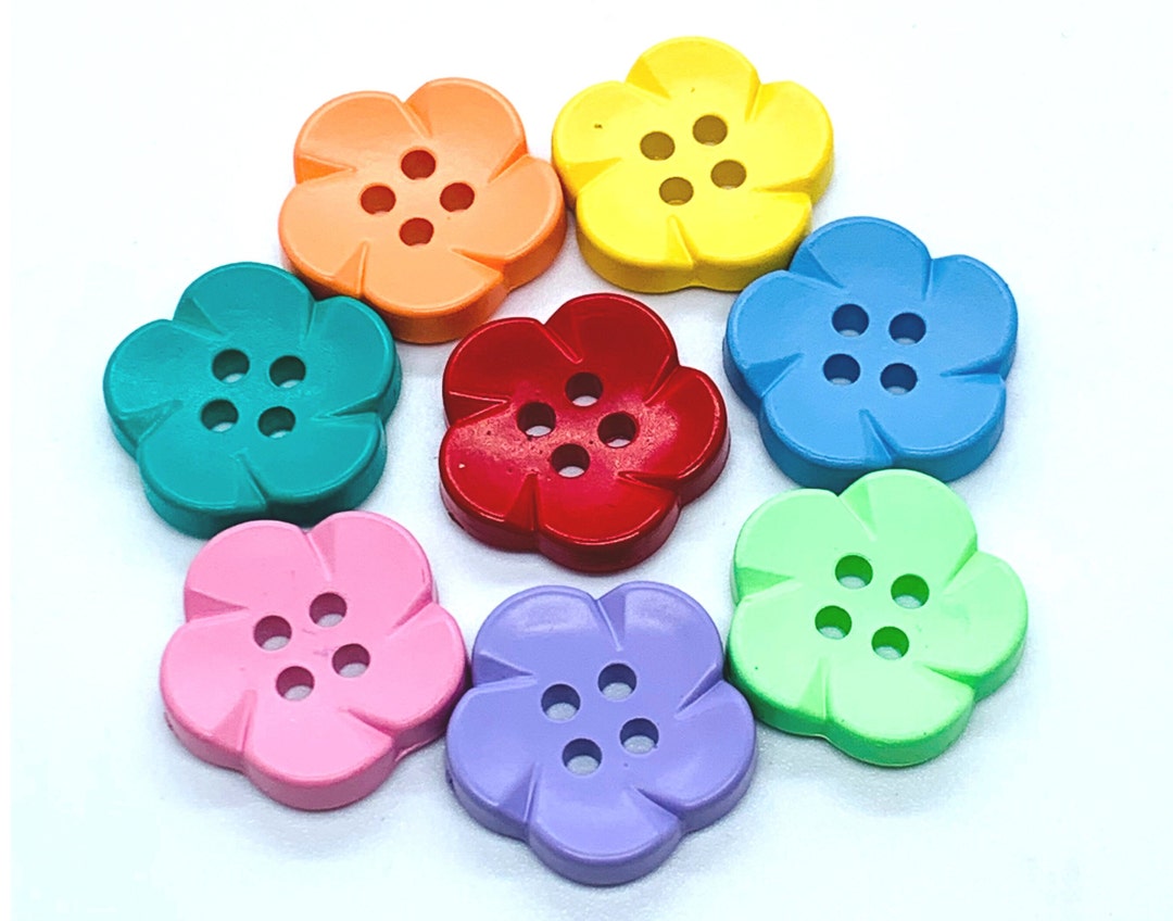 Flower Buttons, Mixed Color Flower Buttons, Sewing Button, Craft ...
