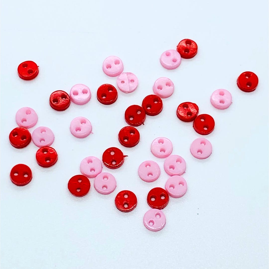 Micro Mini Buttons, Pink Button, Red Button, 4mm Button, Buttons for ...