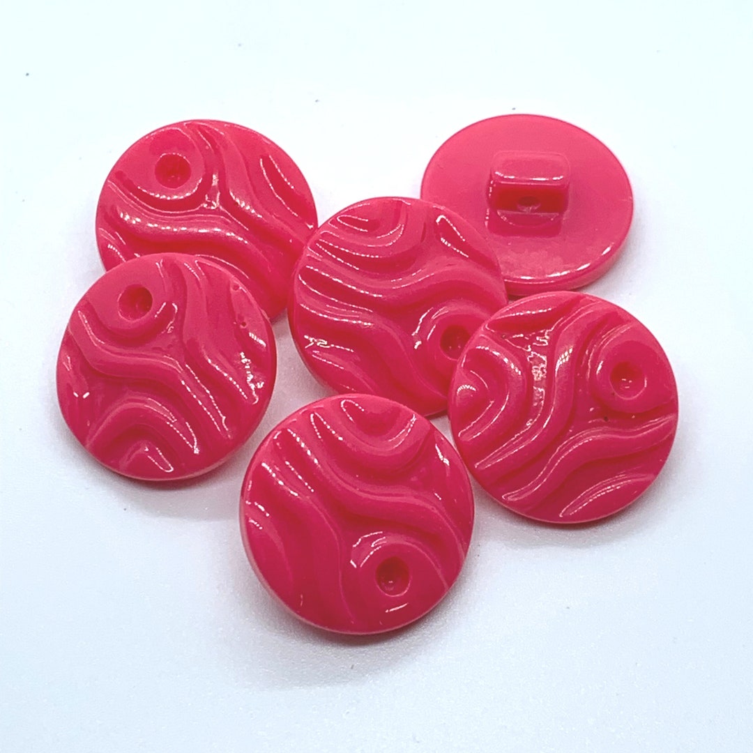 Resin, Round Button, Bright Pink Button, Shank Button, Fuchsia Button ...