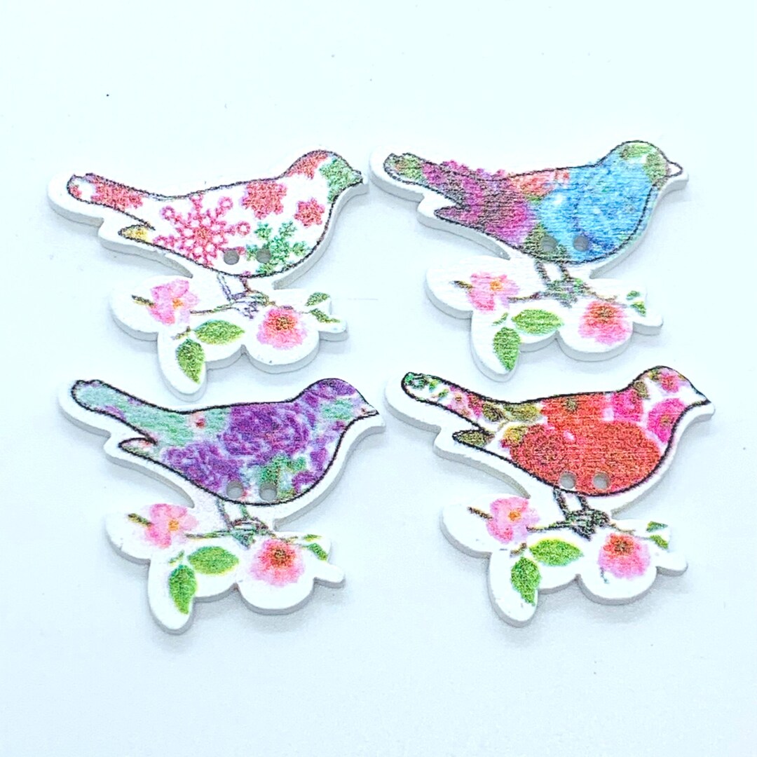 Bird Button, 2 Holes, Wooden Button, Gift for Her, Gift for Sewer ...