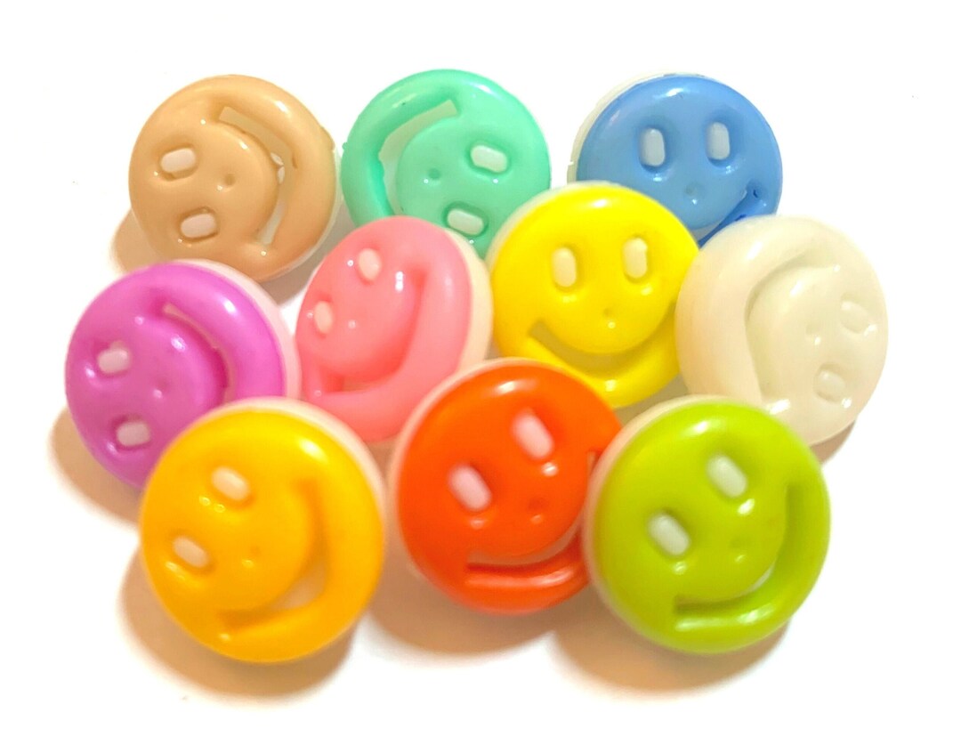 Smiley Face Buttons, Shank Style, Happy Buttons, Multicolored, Baby ...