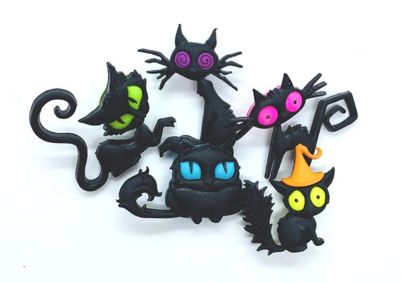 Black Cat Buttons Halloween Button Zombie Button Monster - Etsy