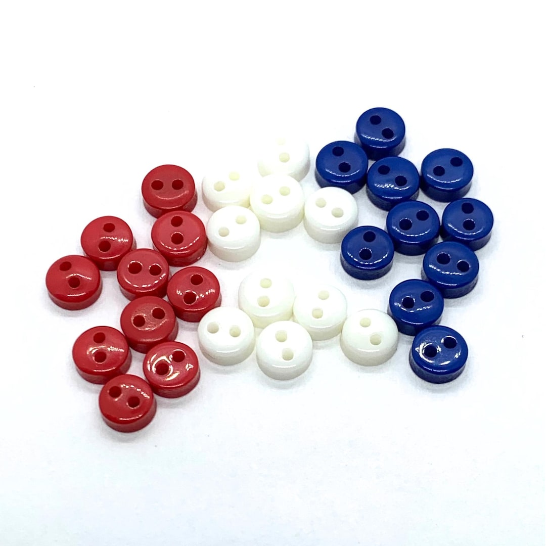 Red, White and Blue Buttons, Craft Button, 2 Hole Button, Bright Red ...