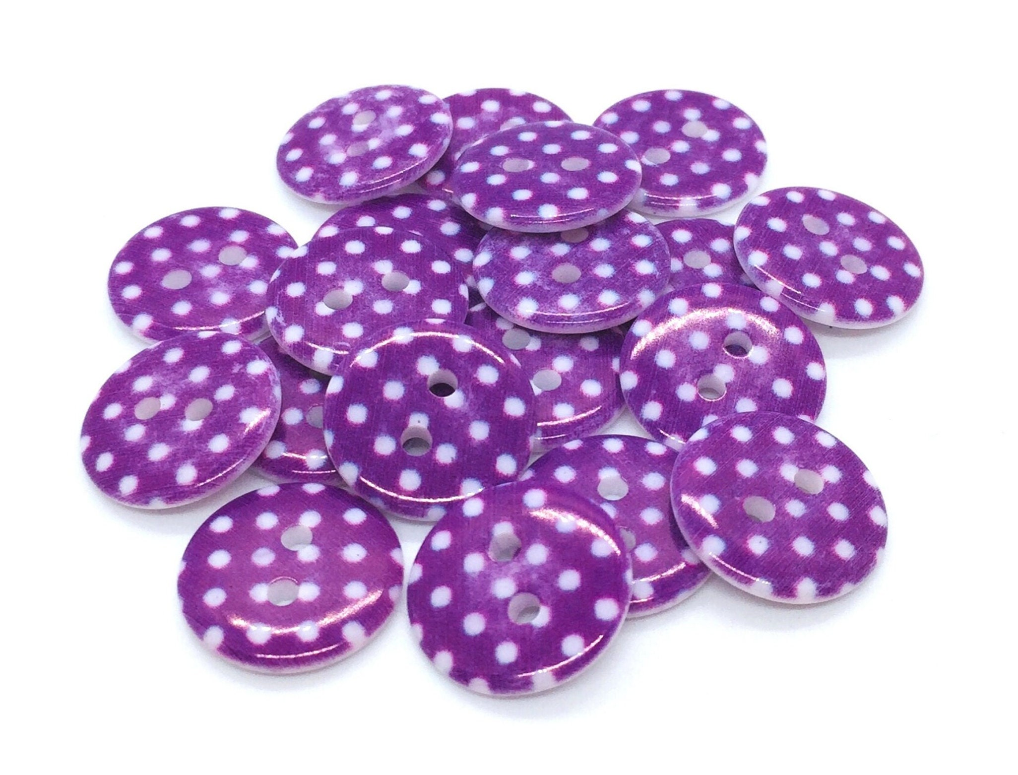 Resin Round Purple Polka Dot Buttons. Listing is for 10 - Etsy