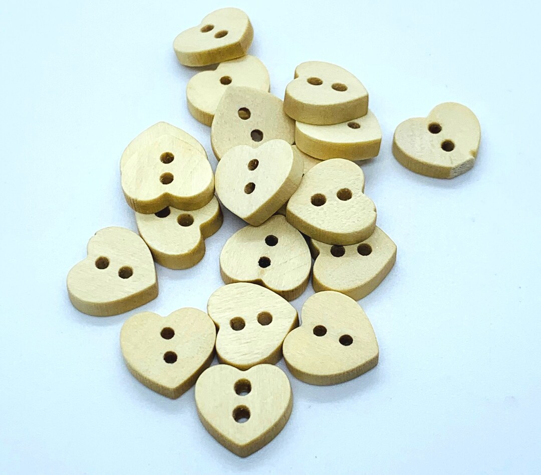 Heart Button, Wooden Button, Sewing Button, Craft Buttons, 2 Hole ...