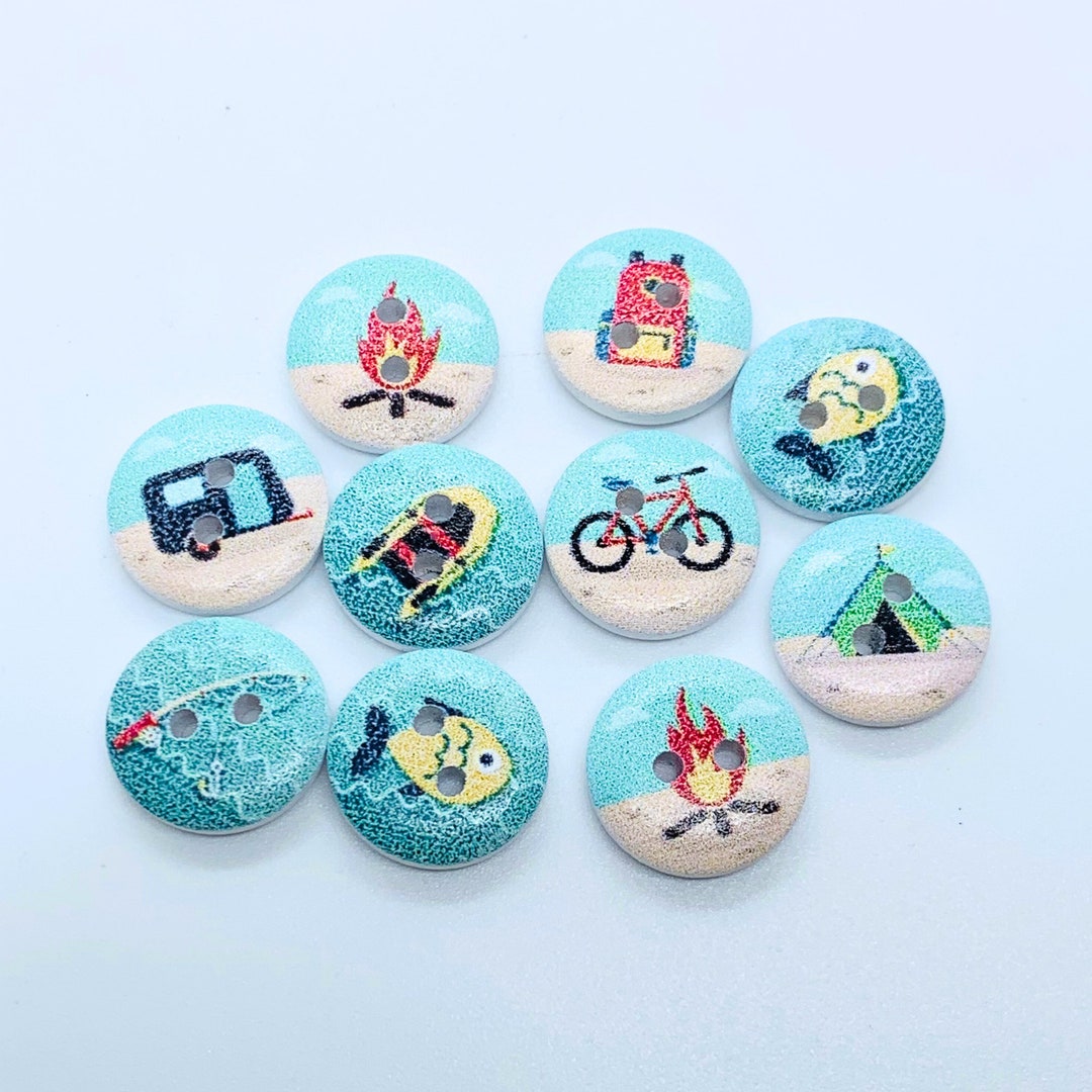 Camping Button, Hobby Button, Sport Button, Camper Button, Campfire ...
