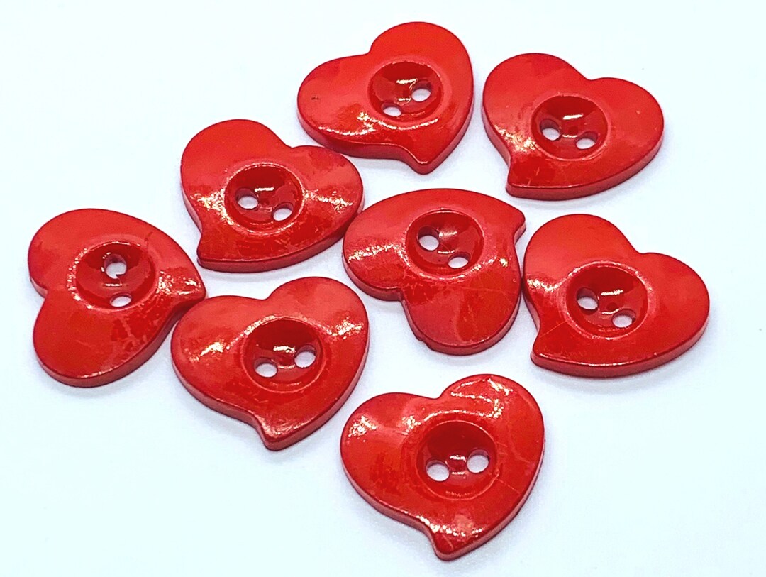Red Heart, 18mm, Craft Button, 2 Hole Button, Bright Red Heart, Doll ...
