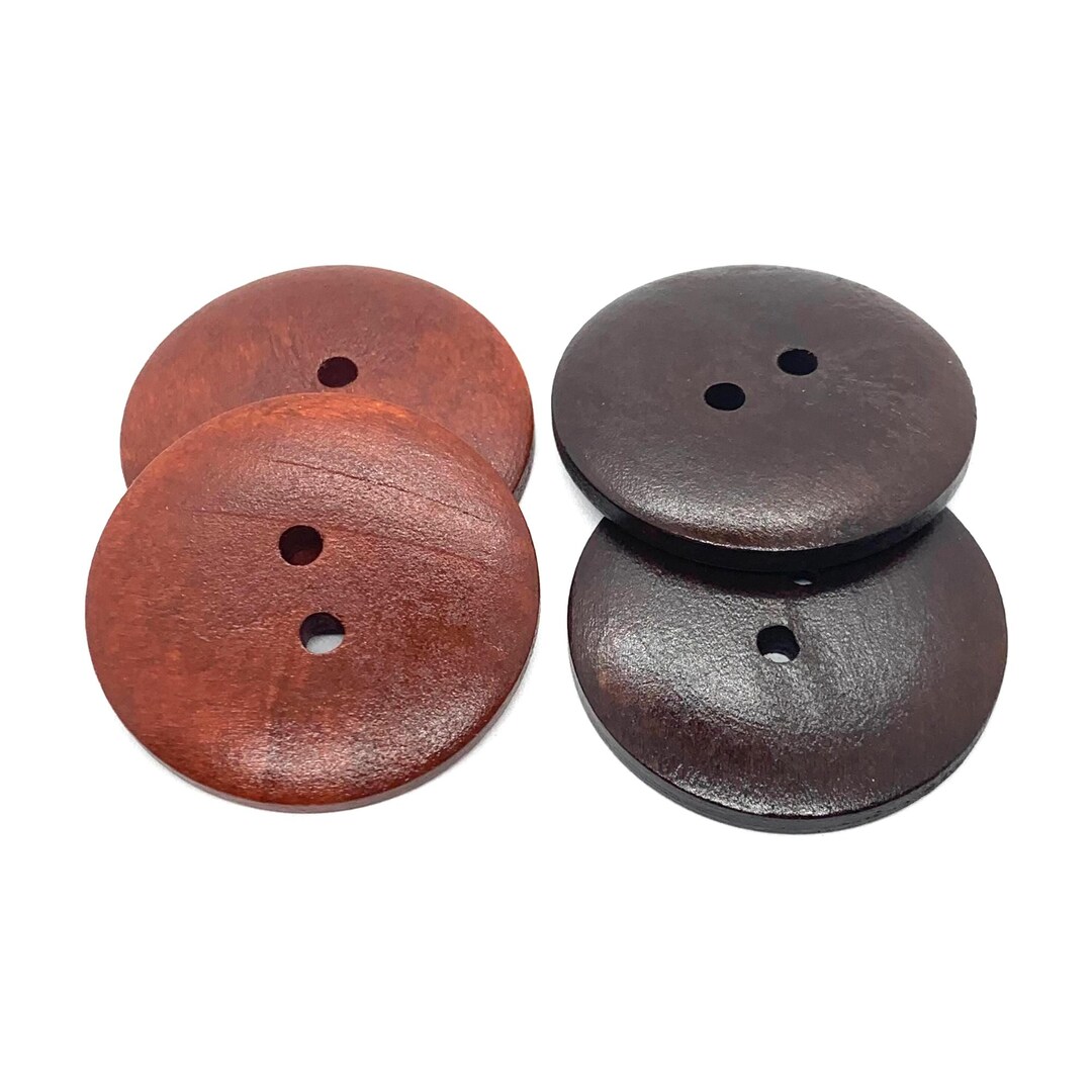 Extra Large Round, Wooden Button, Brown, 2 Holes, 38mms, Sweater Button ...
