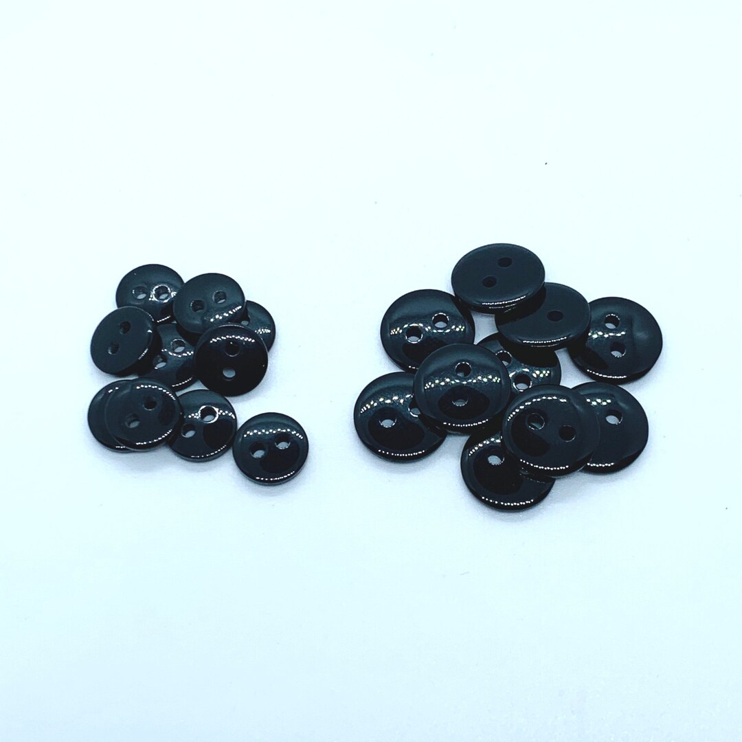 Mini Black Shiny Buttons, Round, Black Buttons. 9 Mm or 11 Mm in ...