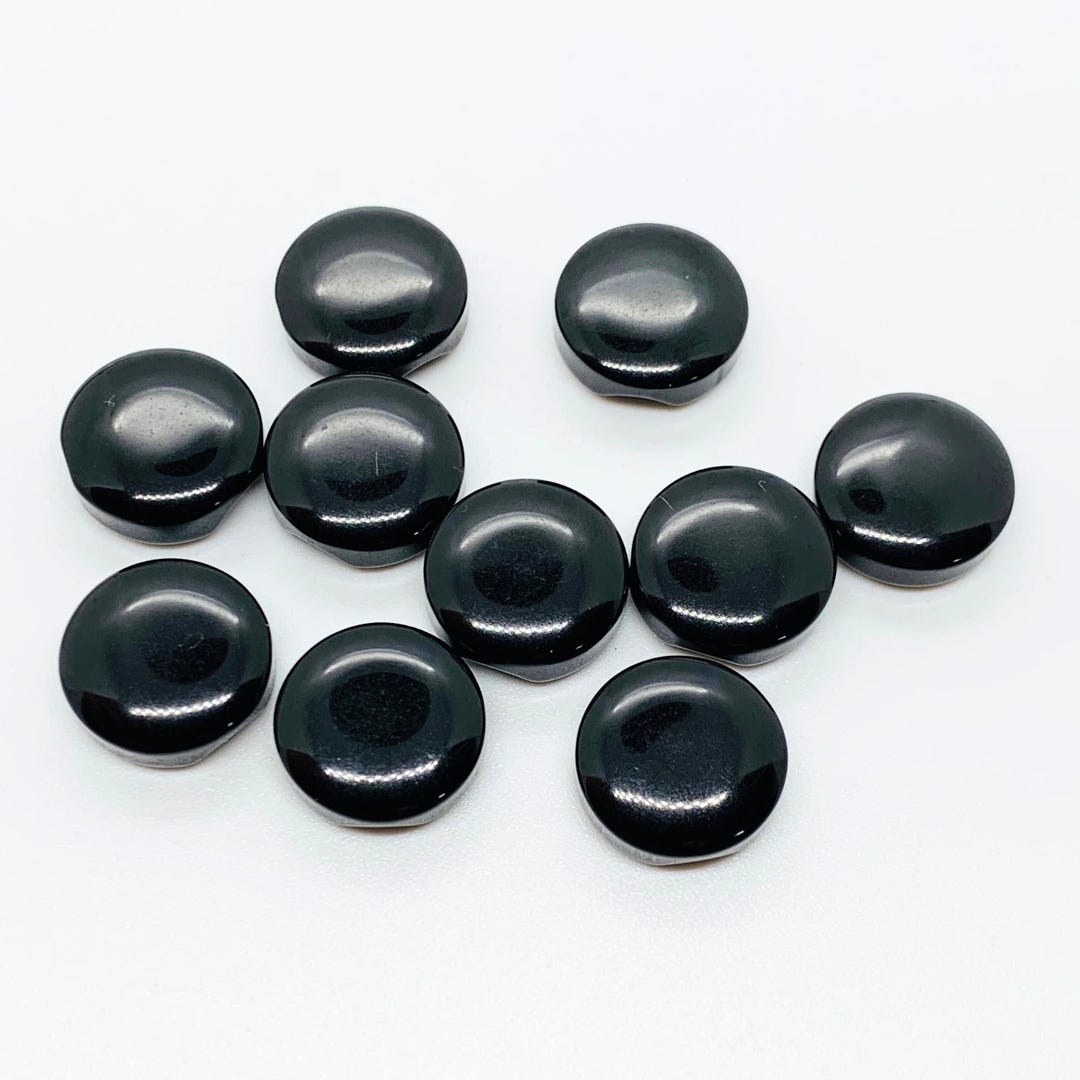 Round, Shiny Black Buttons, 12mm Button, Tunnel Shank Back, Buttons for ...
