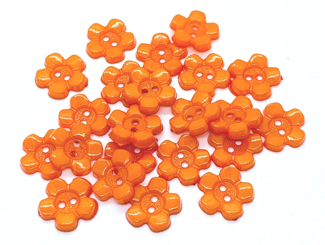 Flower Button, Bright Orange Button, Diameter is 15mm, Gift for Sewer ...
