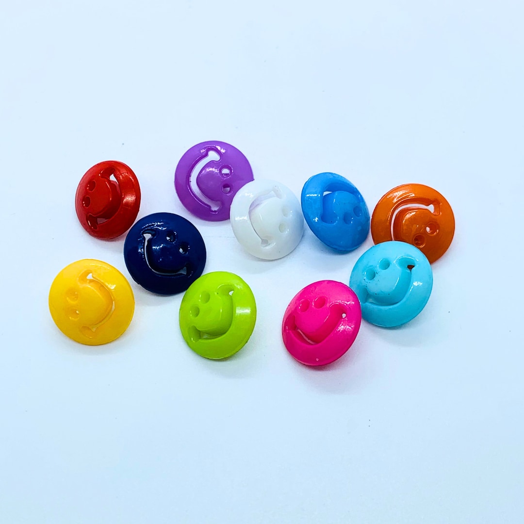 Smiley Face Buttons, Shank Style, Happy Buttons, Multicolored, Baby ...