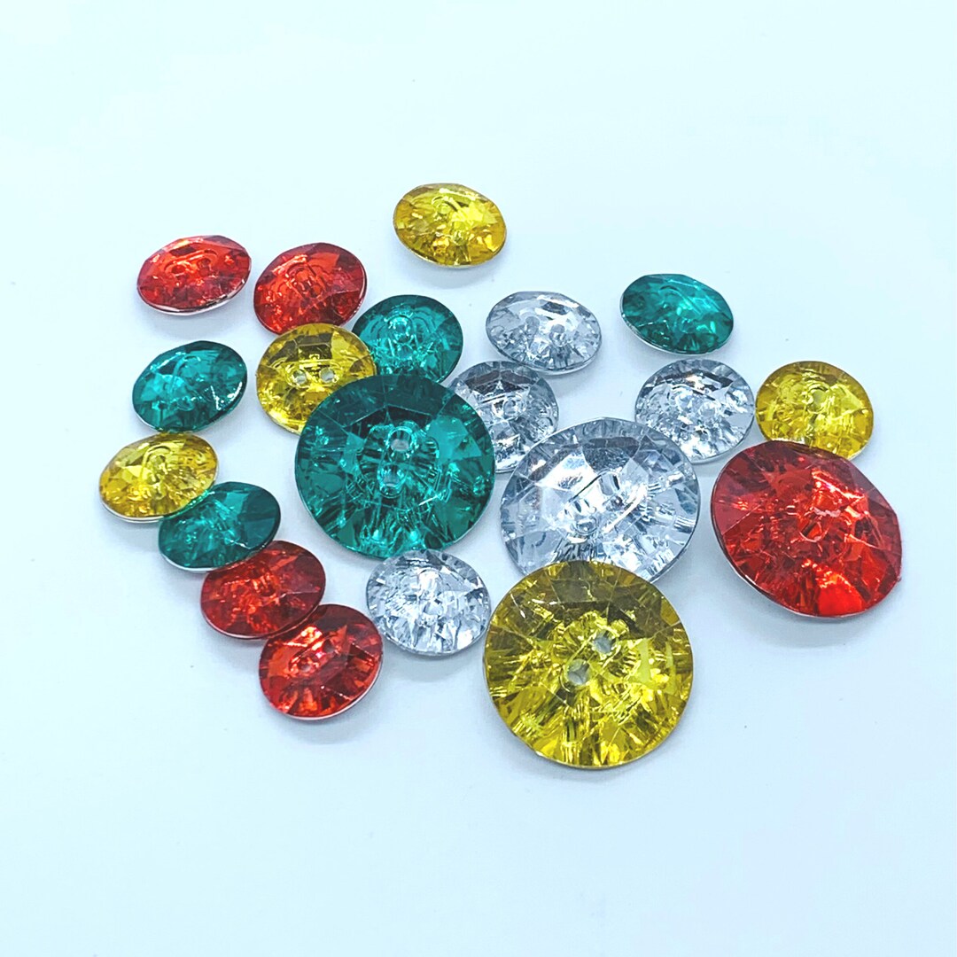 Round, Shiny, Christmas Button, Faux Gemstone, Green Gemstone, Red ...