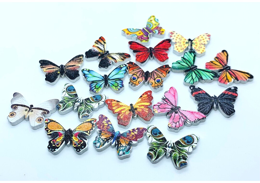 Butterfly Wooden Sewing Buttons, Craft Embellishments (set of 10) - Etsy