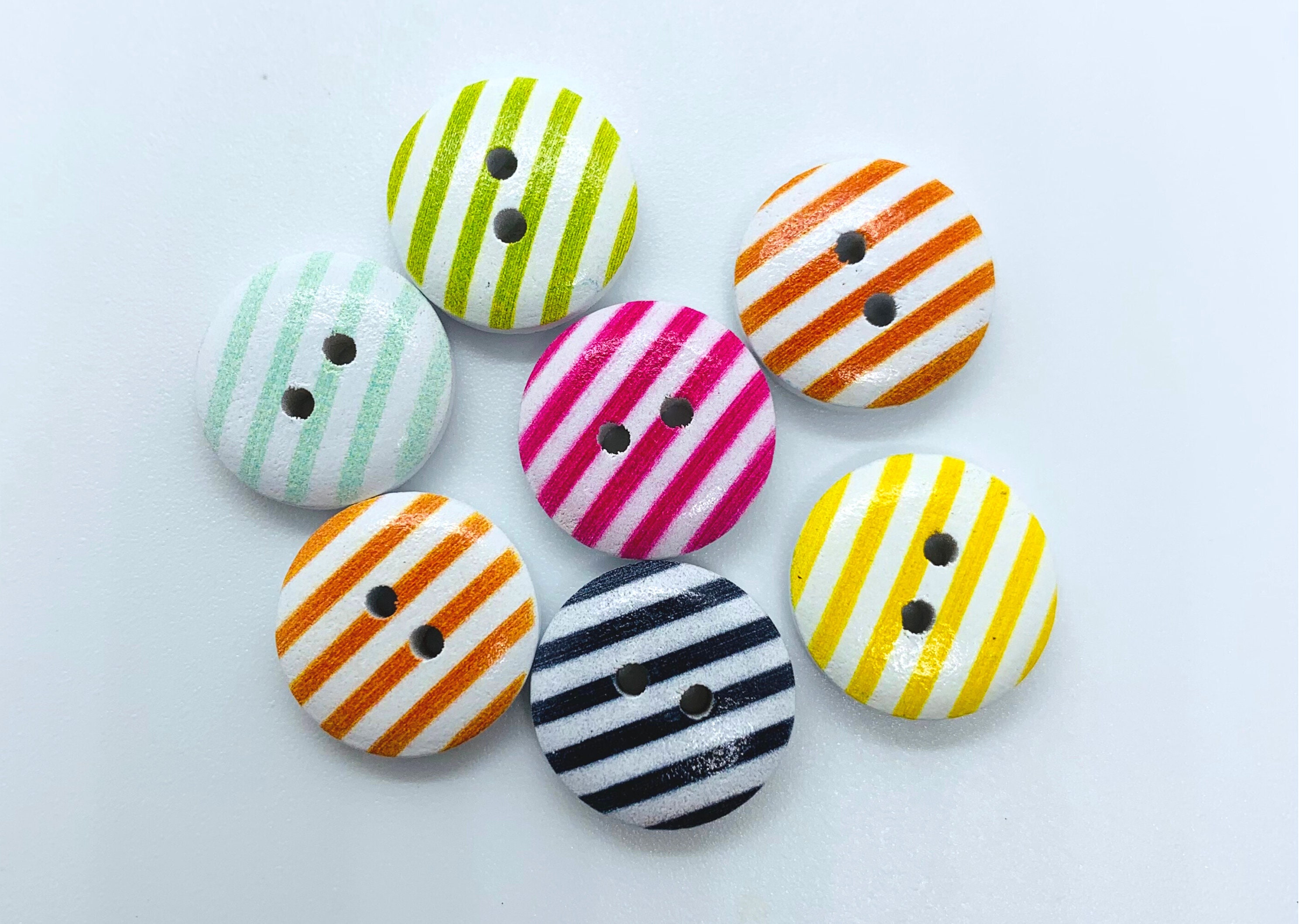 Striped Buttons Polka Dot Buttons Round Wooden Button 2 - Etsy
