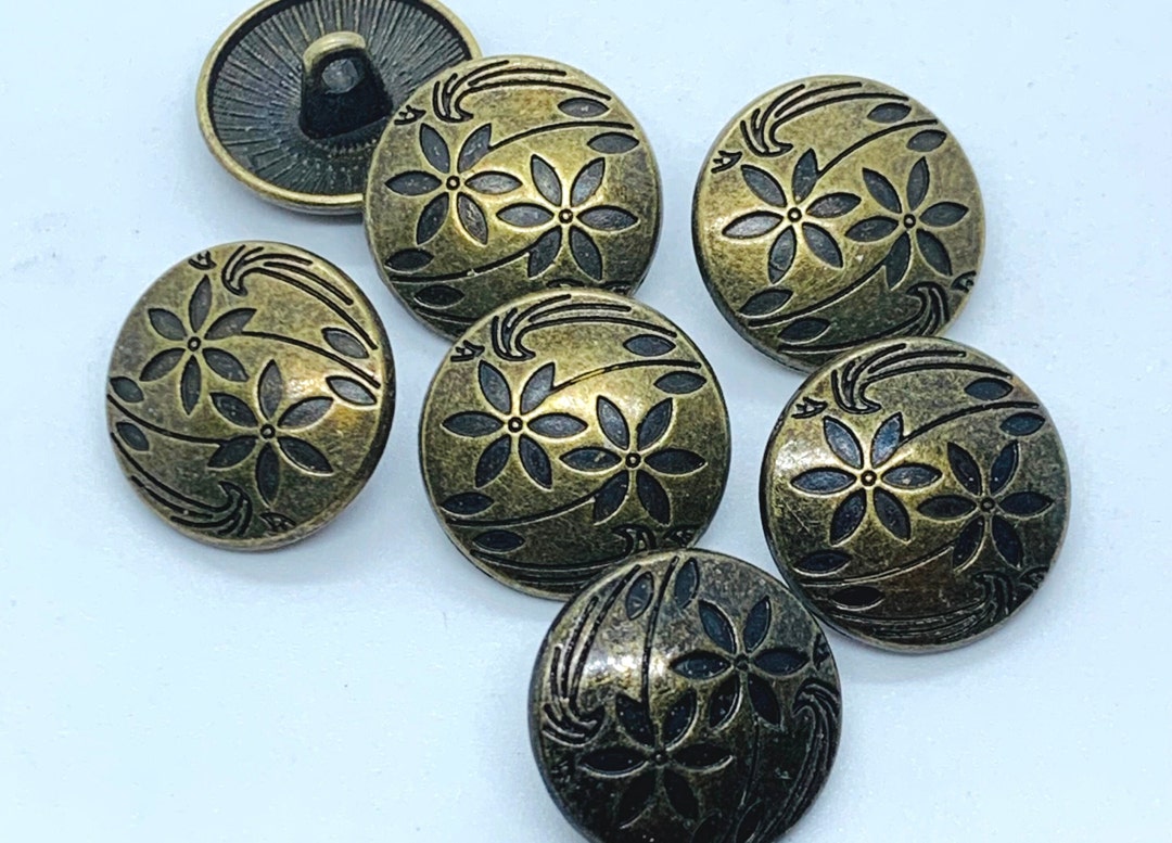 Round, Metal Button, Zinc Based Alloy, Shank Button, Antique Bronze ...