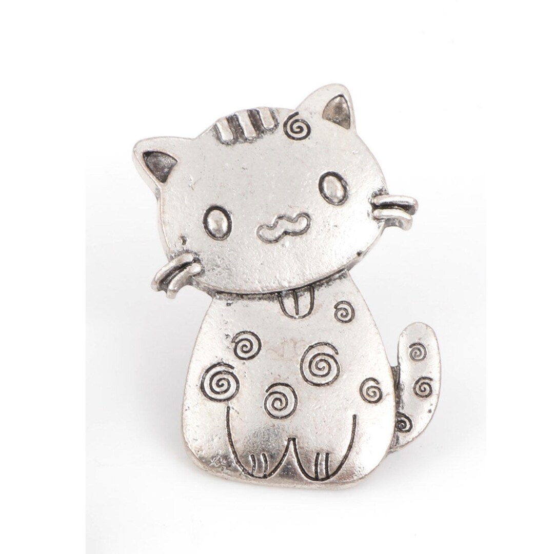 Silver Cat Button, Cartoon Cats, Cat Buttons, Listing is for 1 Button ...