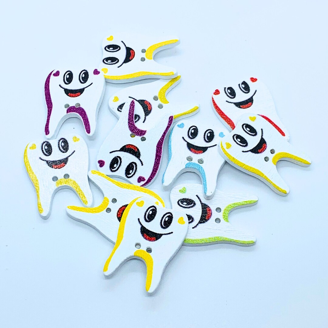 Wooden Dental Button, Button for Dentist, Button for Hygienist, White ...