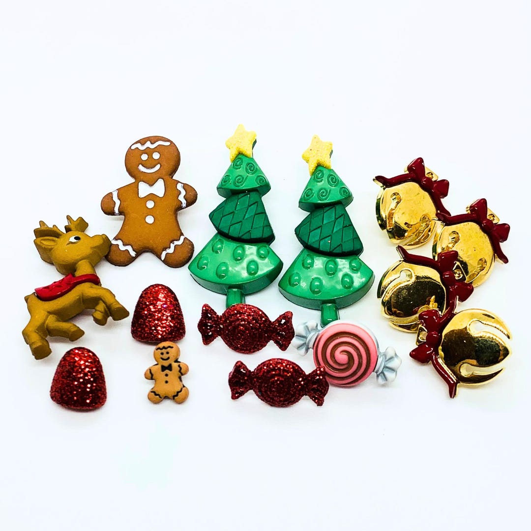 Christmas Buttons, Santa Button, Snowflake Buttons, Santa's Sleigh ...