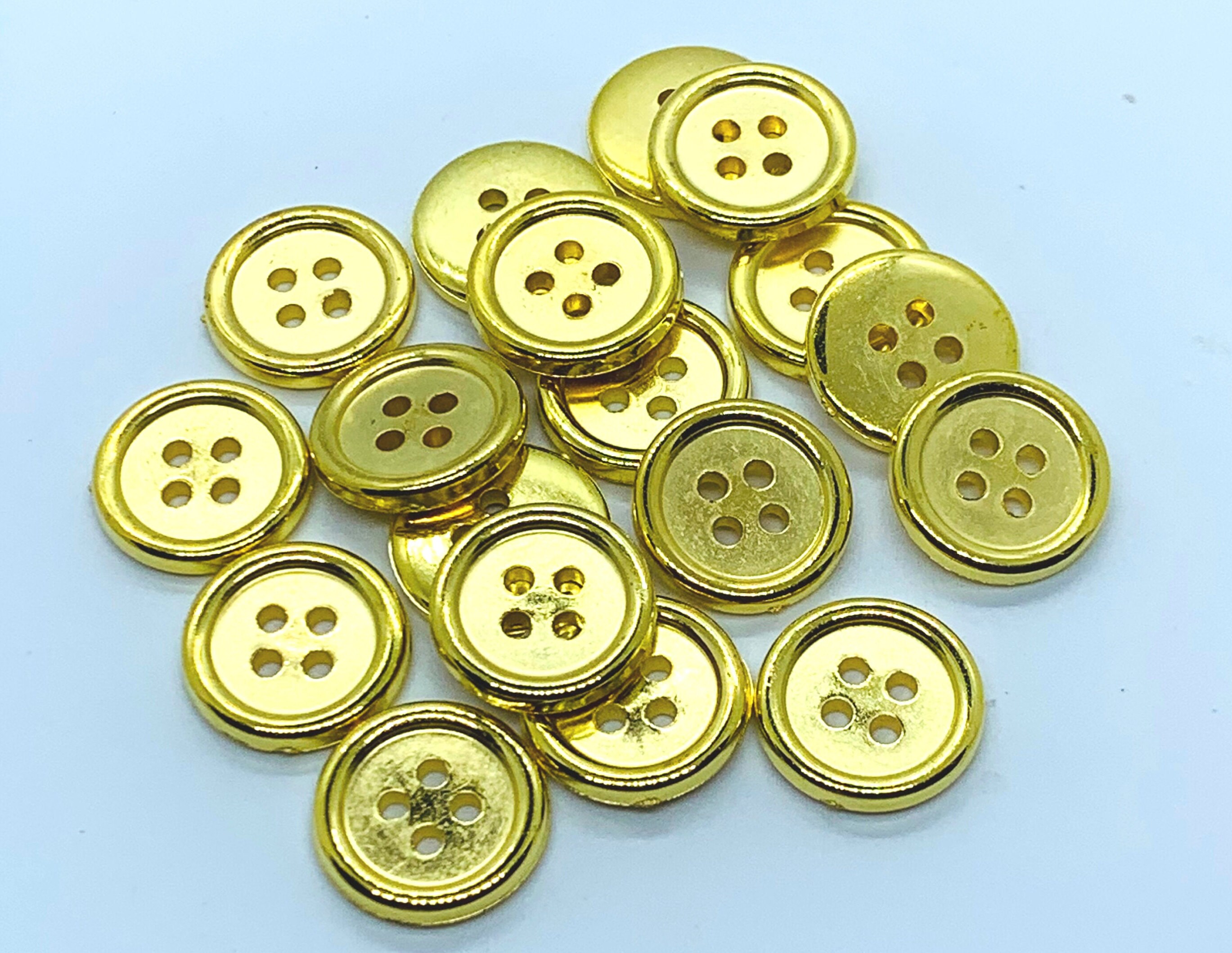 Round Plastic Button Gold Colored Button 4 Hole Gift for - Etsy