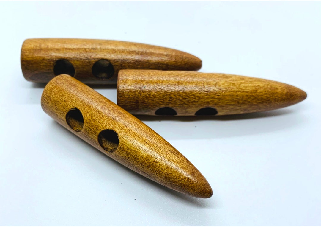 Wooden Toggle Buttons, 60mm Long, Marquise Brown Wood Toggle Button ...