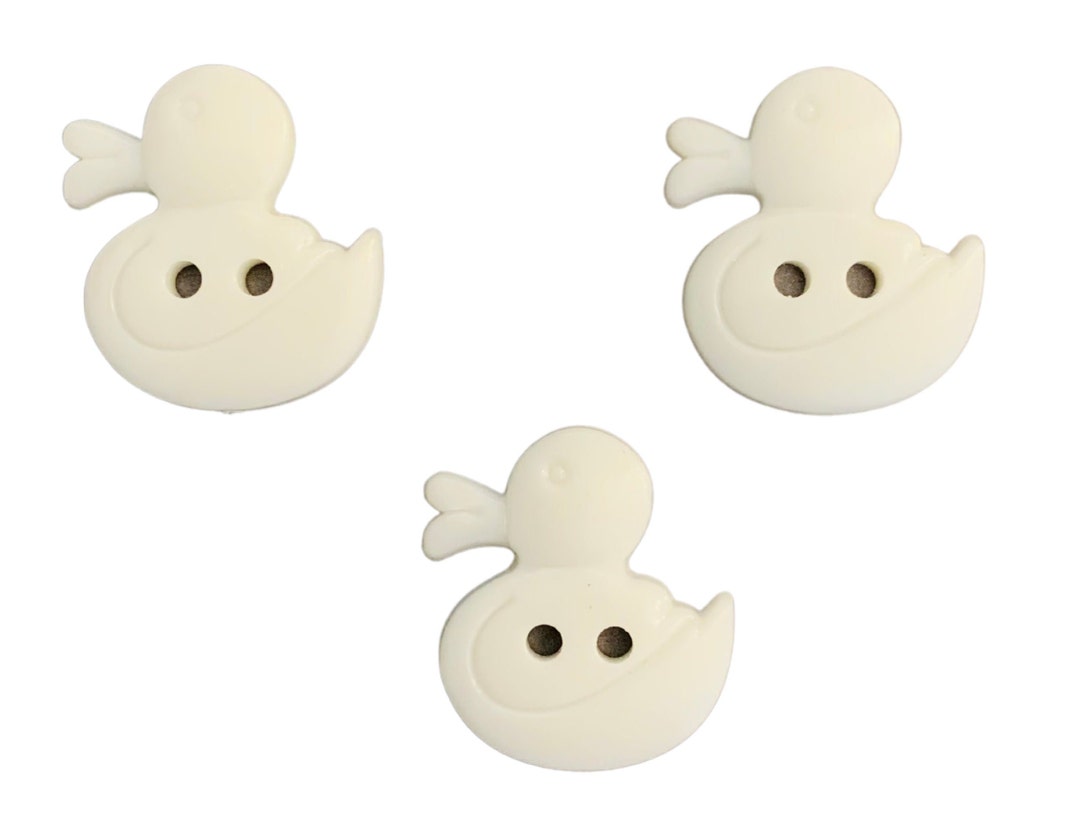 Duck Buttons. Small, Resin, 2 Hole Sewing Button. White in Color. 21 Mm ...