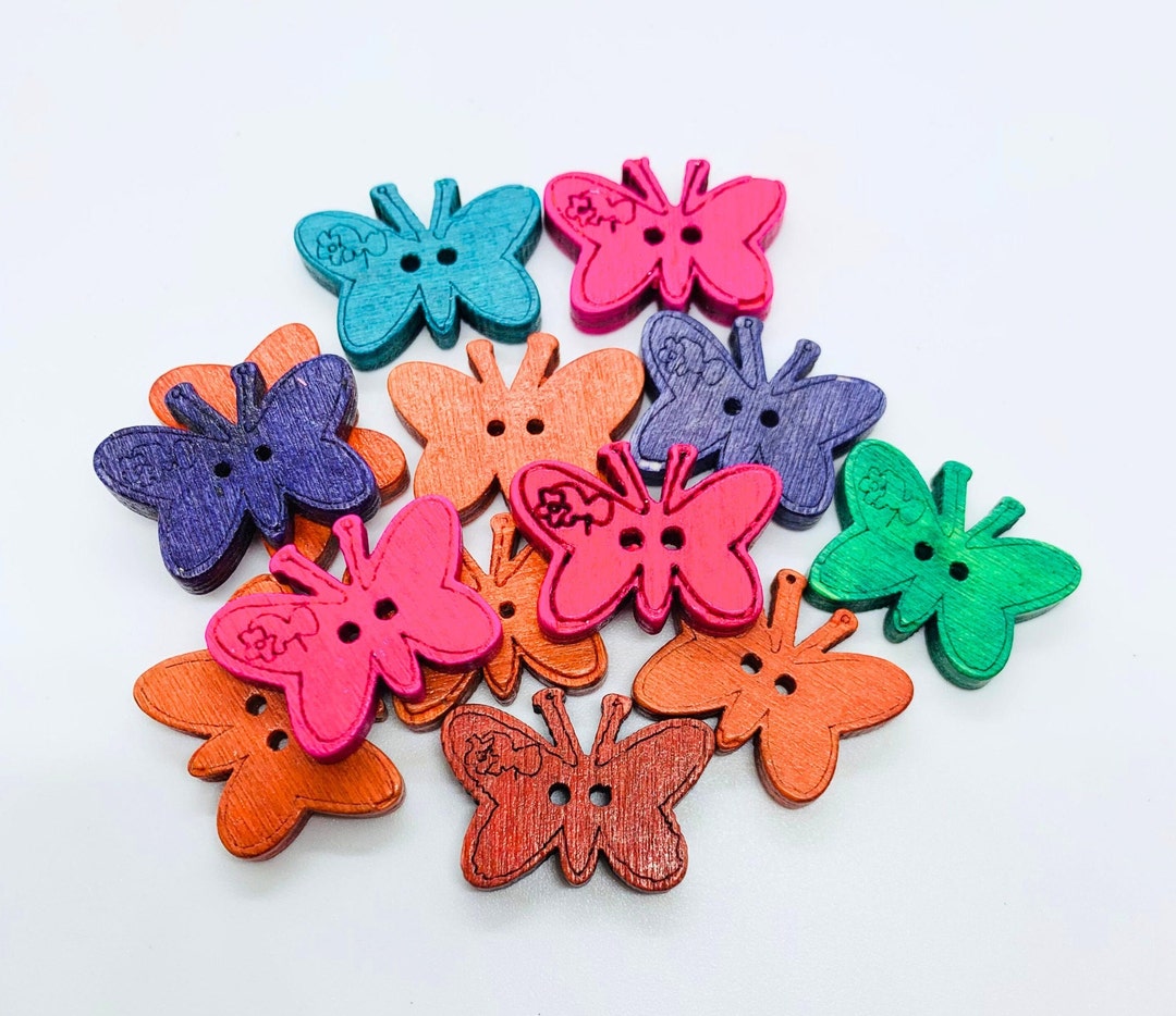 Butterfly Button, Wooden Butterfly Button, Sewing Button, Craft Button ...