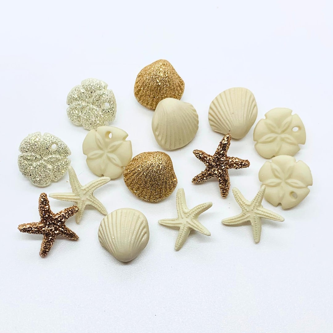 Seashell Buttons, Ocean Theme Button, Starfish Button, Sand Dollar ...