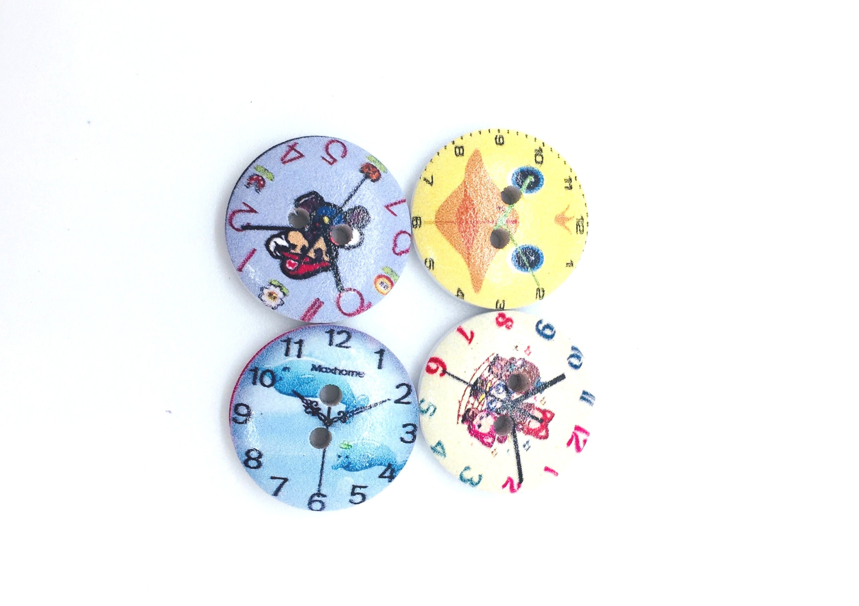 Clock Buttons Round Wooden Button Multicolored 2 Holes - Etsy