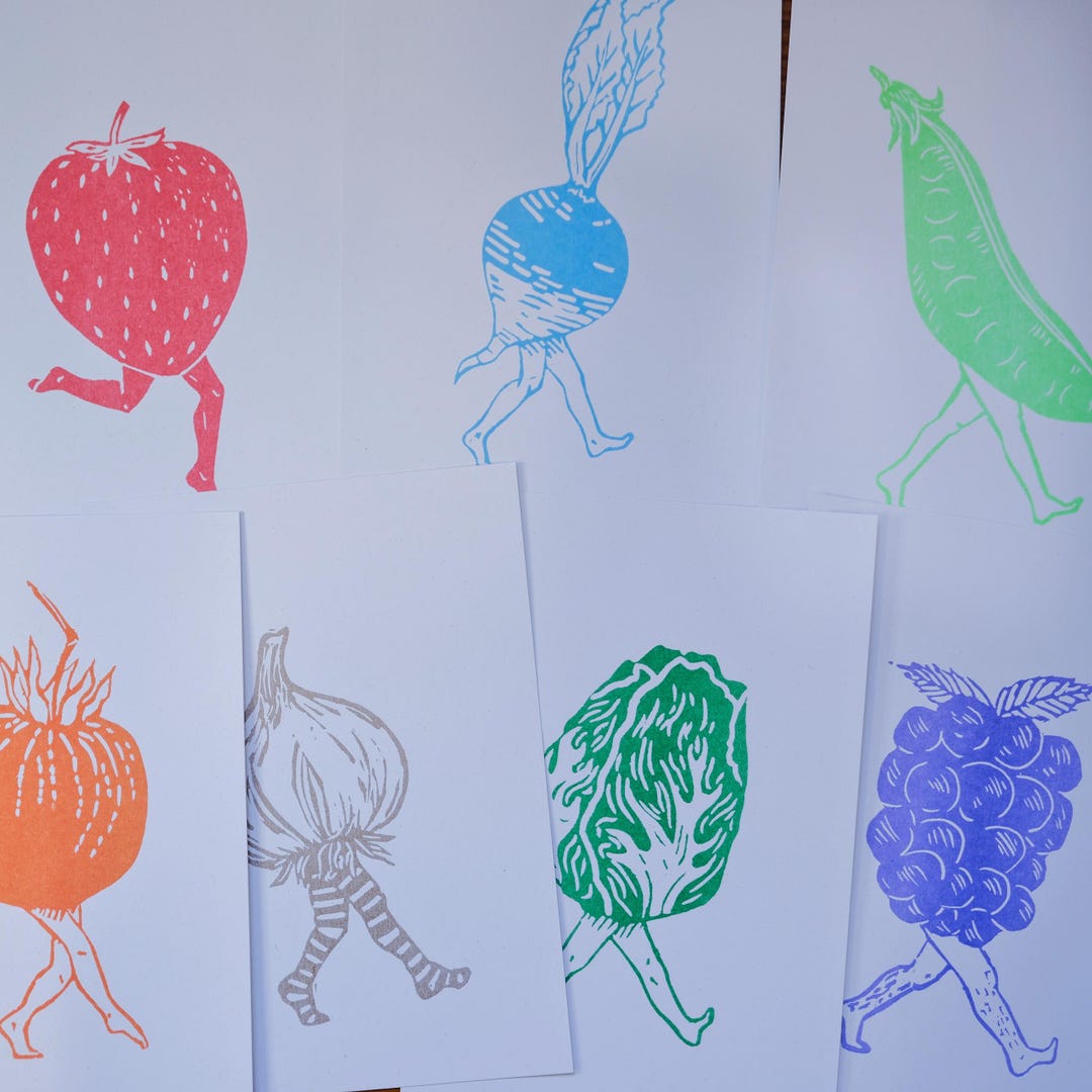 Walking Veg and Fruit - Assorted - Radish, Garlic, Pea, Blackberry ...