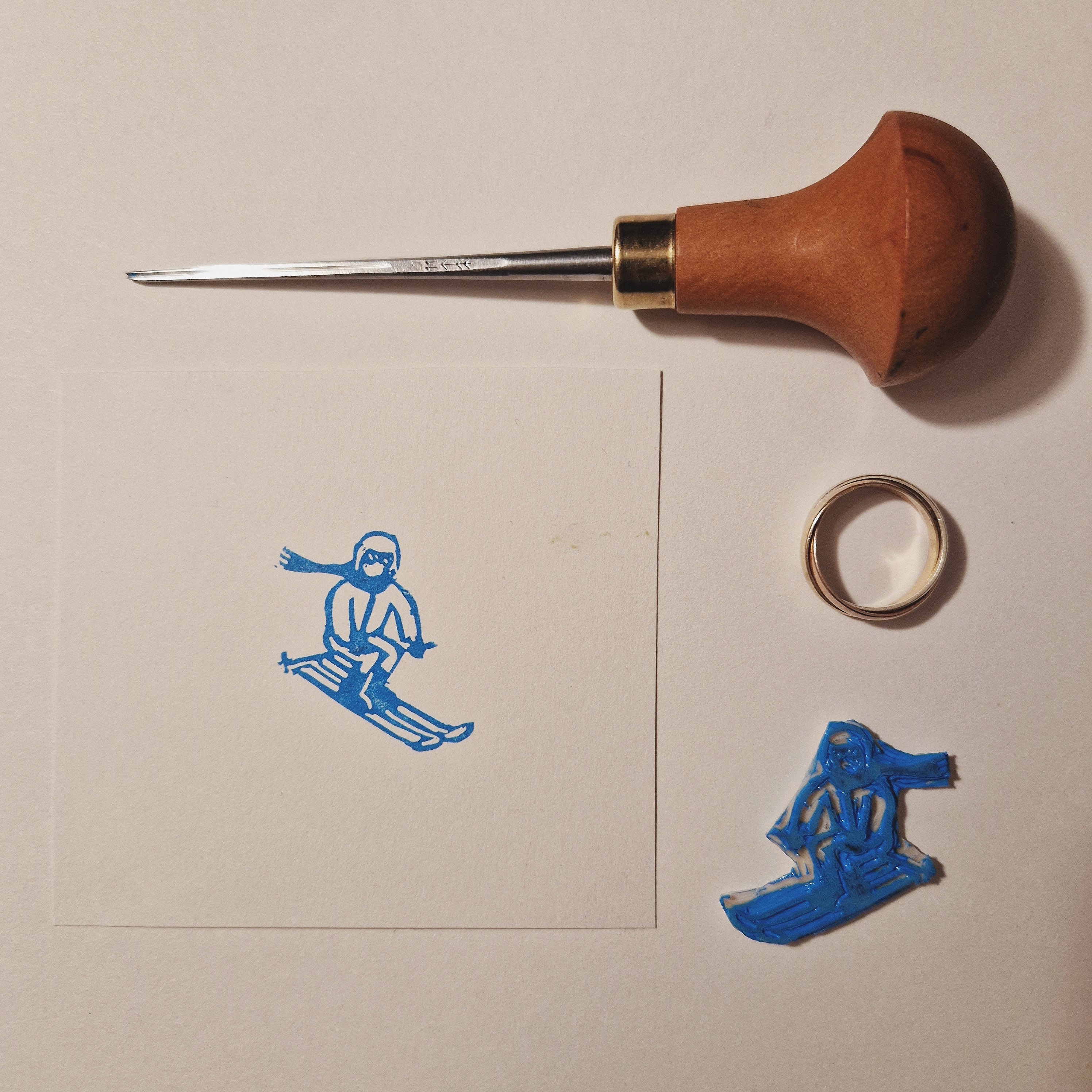 Mini Print Tiny Skiier Tiny Lino Cut Print Original Handprinted Art - Etsy