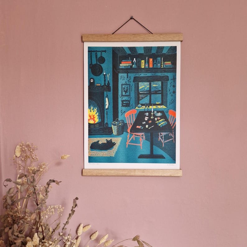 Ten Past Ten- Cottage Bothy Risograph Print: Linocut Riso Art (A3) - Etsy UK