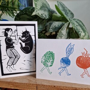 Walking Vegetables Radish or Turnip With Legs Lino Cut Print Original ...