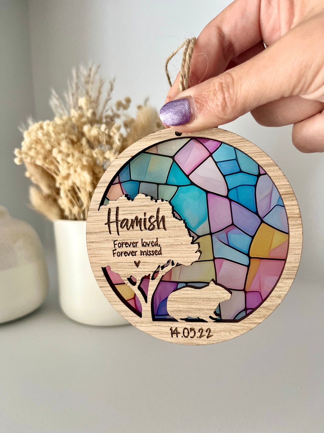 Hamster Stained Glass Memorial Gift, Hamster Ornament, Syrian Hamster ...