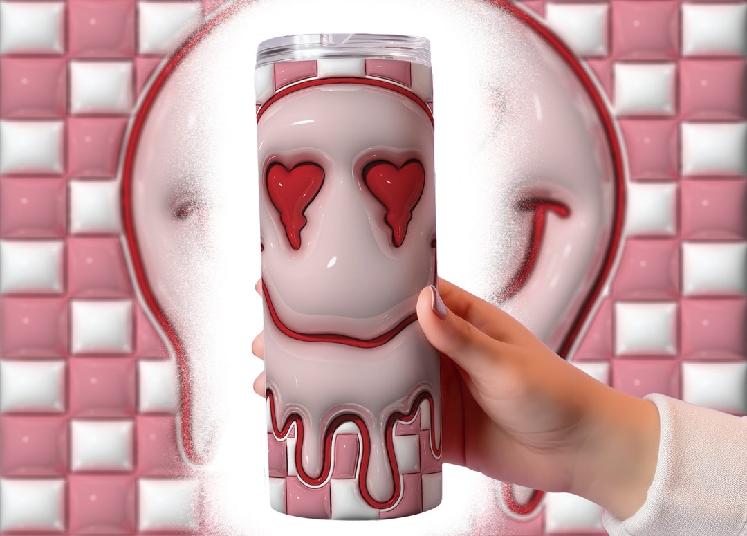 Inflated 3D Heart Eyes Smiley Face Tumbler Sublimation Digital - Etsy