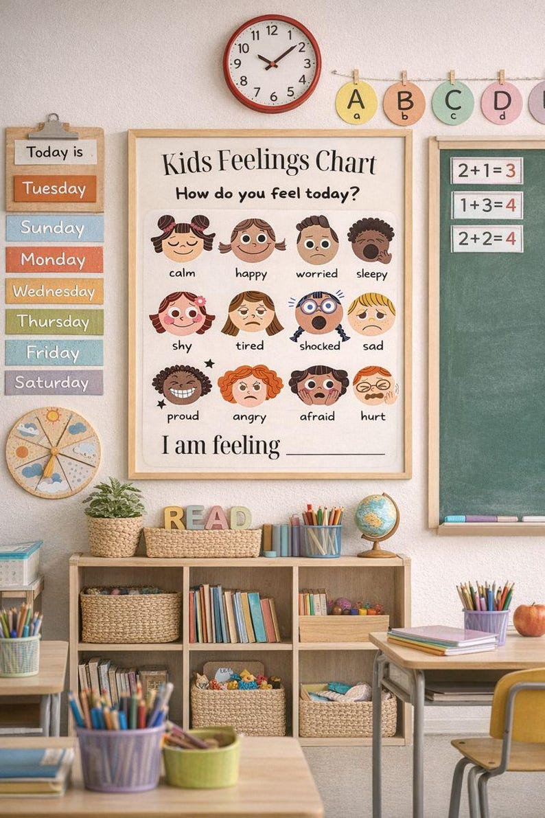 Kids Feelings Chart Printable | Children's Emotion Learning Sheet ...