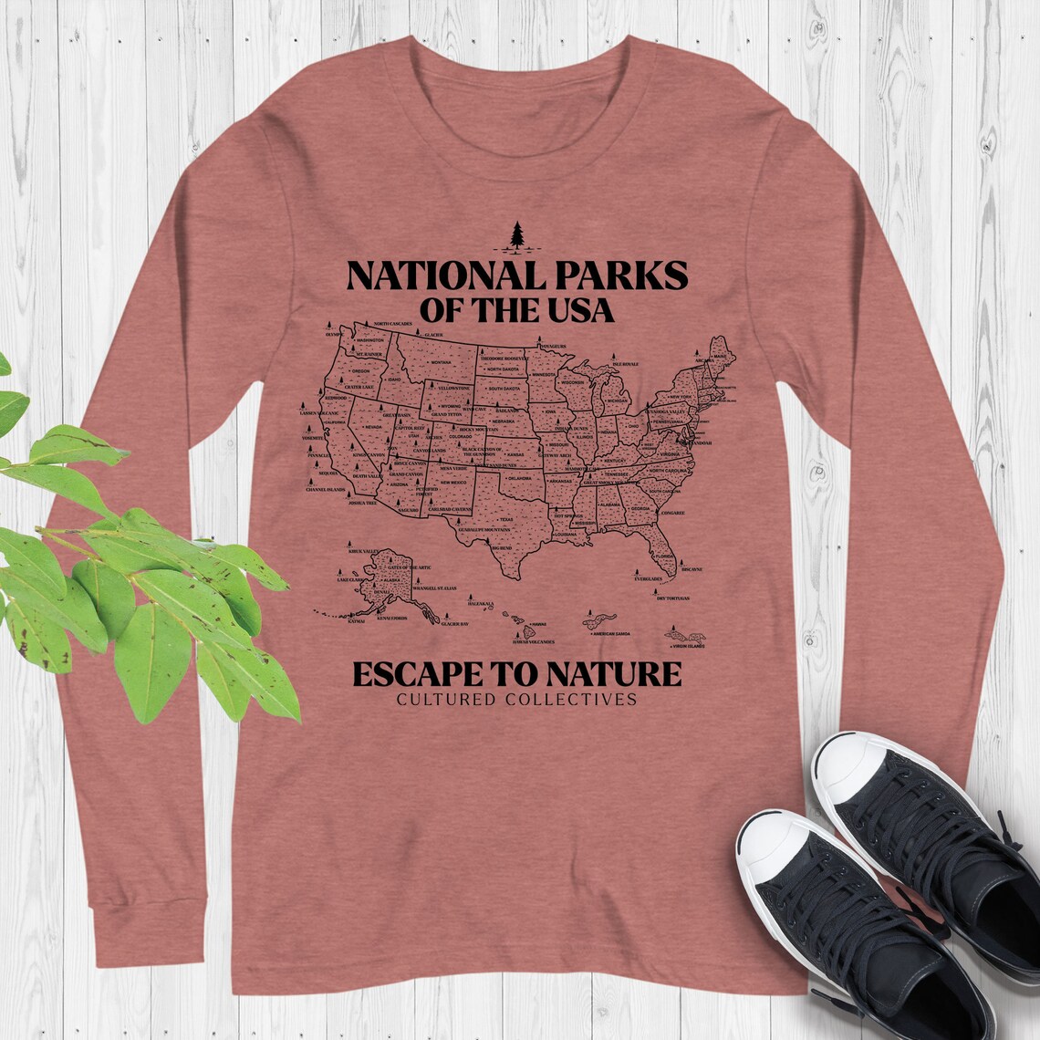 National Parks Map Long Sleeve Shirt: Hiking Camping Tee - Etsy