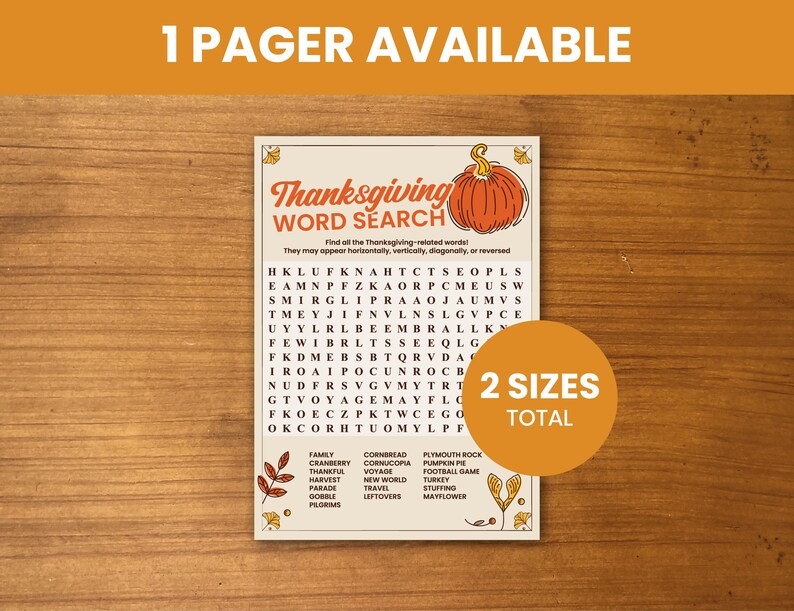 Thanksgiving Word Search, Printable Thanksgiving Game, Thanksgiving ...