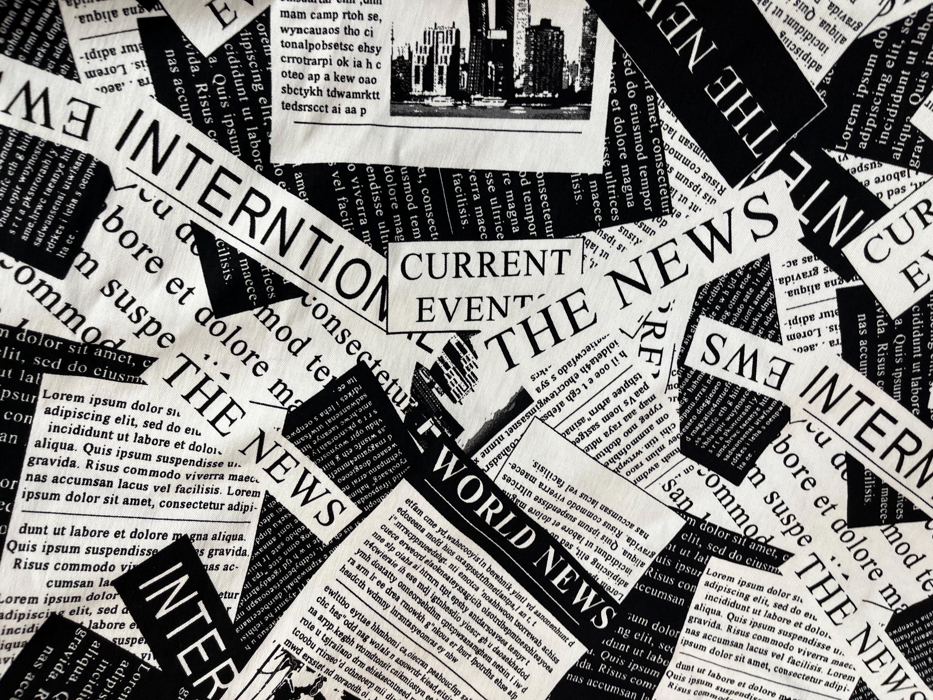 Newspaper Printed on Stretch Fabric Cotton Rayon 60 Inches Wide Sold by ...