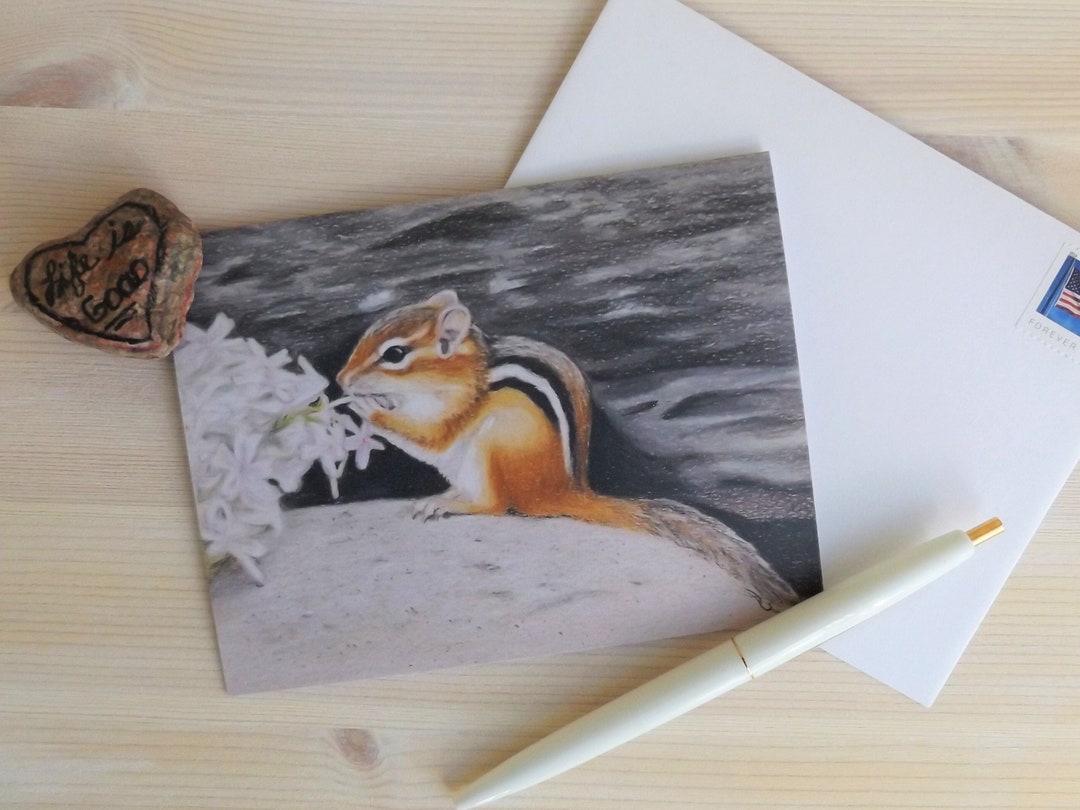 Chipmunk Card, Woodland Animal Cards, Wildlife Greeting Card - Etsy