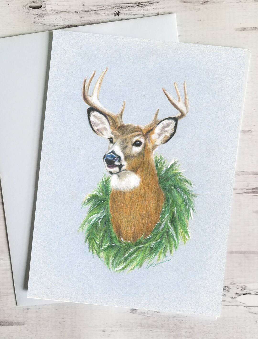 Whitetail Buck Christmas Card, Whitetail Deer Card, Deer Christmas Card ...