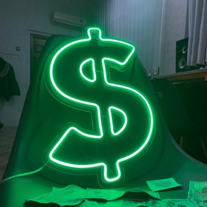 Dollar Sign Neon Sign - Bright Money Symbol for Your Space - Etsy