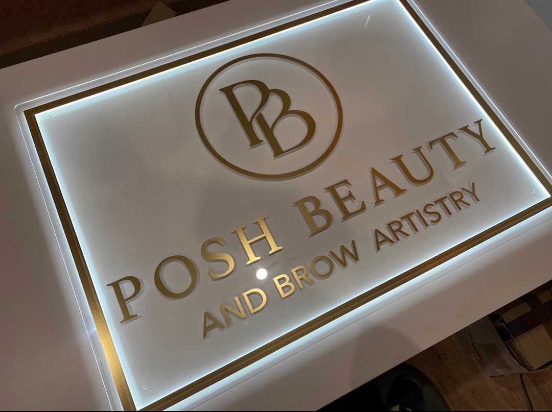 Signboard for Business, Office. Acrylic Sign With Illuminated Logo. - Etsy