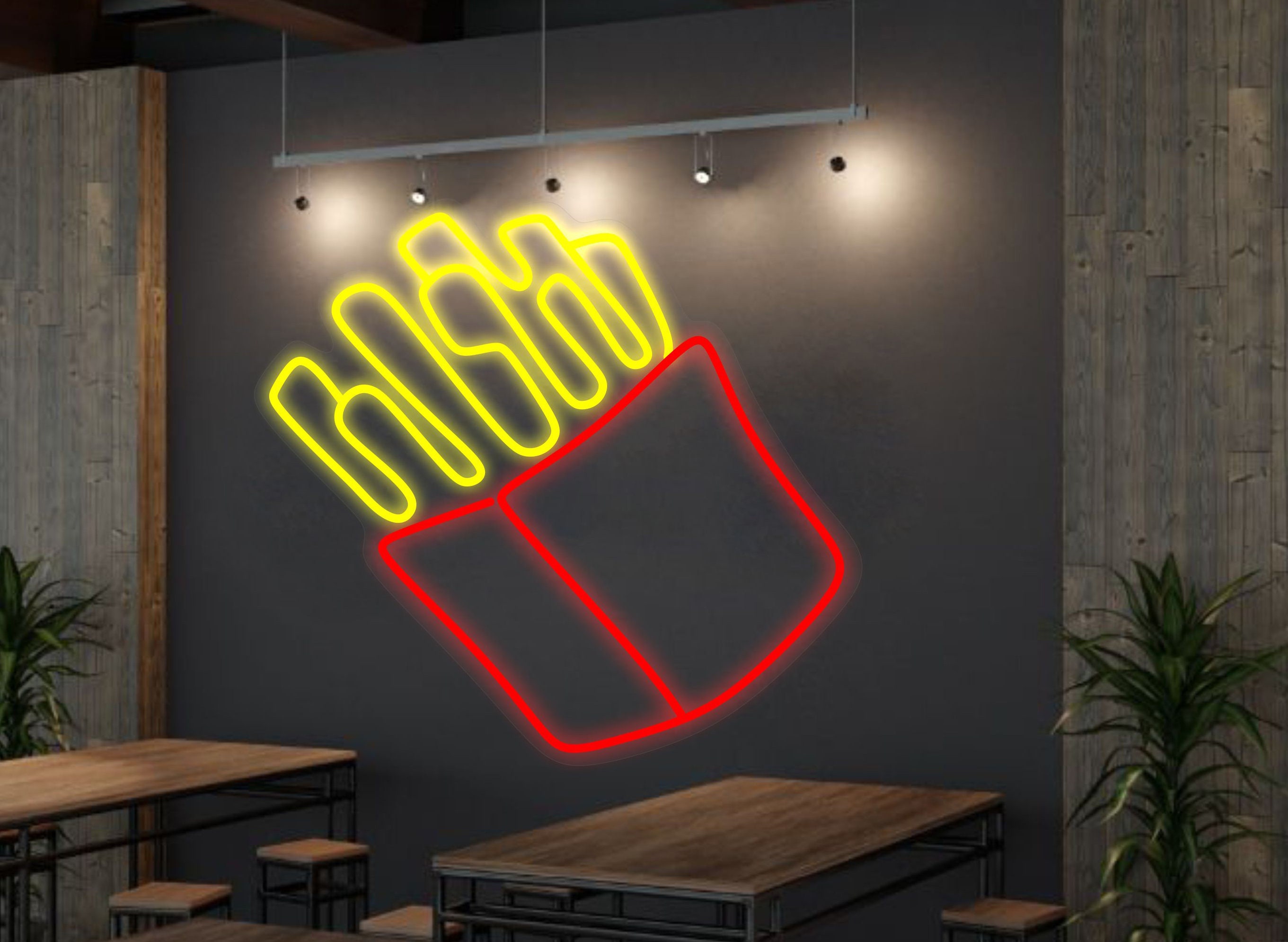 French Fries Neon Sign Food Art Led Neon Sign Street Food - Etsy