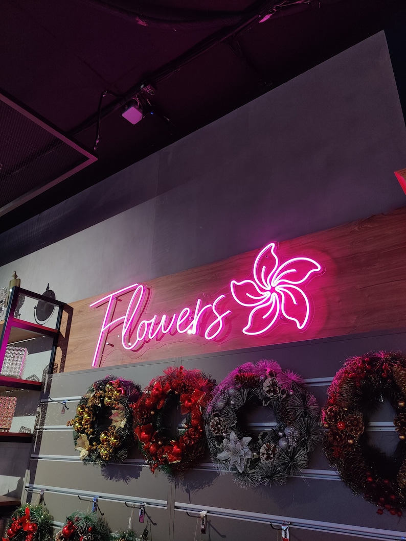 Flowers Neon Sign: Illuminated Flower Shop Decor - Etsy