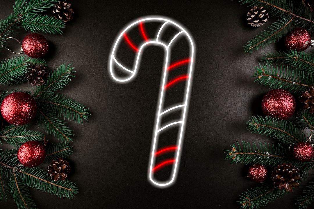 Candy Cane Neon Sign: Christmas Holiday Wall Decor - Etsy