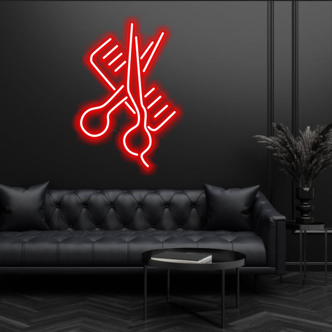 Barber Shop Neon Sign, Scissors Neon Sign, Hair Beauty Salon, Hair ...