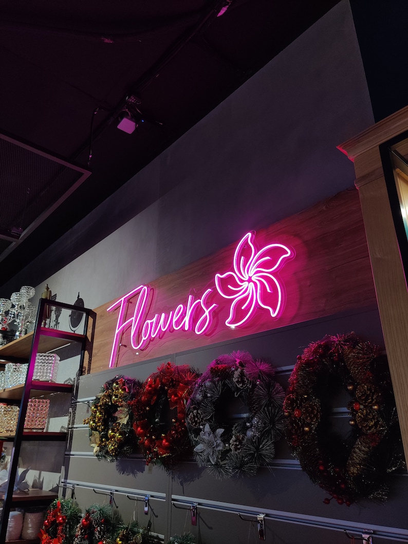 Flowers Neon Sign: Illuminated Flower Shop Decor - Etsy
